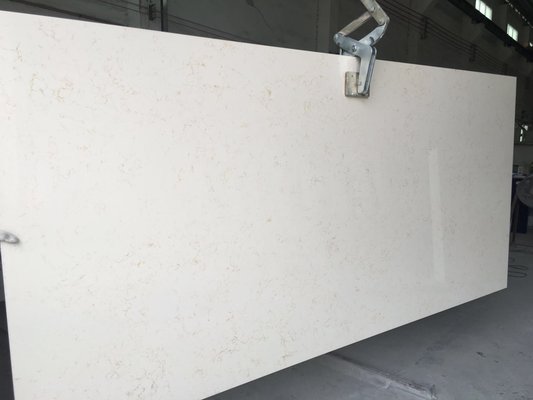 NSF Approved Golden Sky Marble Quartz Stone Slabs Used In Bathroom Vanity / Kitchentop