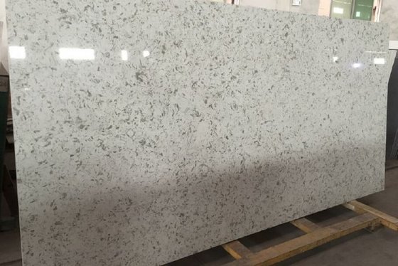 High Glossy Quartz Solid Surface Countertop Ivory Canyon CE / NSF Certified