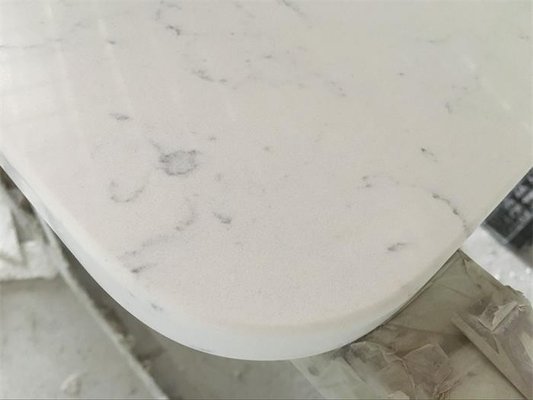 Statuario Marble Quartz Bathroom Vanity Tops with Single Sink And Custom Edges
