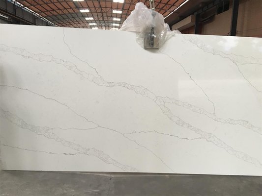Calacatta Maximus Jumbo Quartz Stone Slabs Laminated Edge Kitchen Countertops US Market Prefered