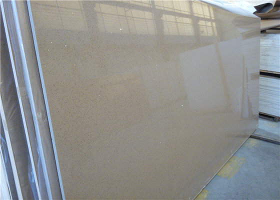 Custom Made Coffee Mirror Quartz Stone Slabs For Kitchen Countertops / Benchtops