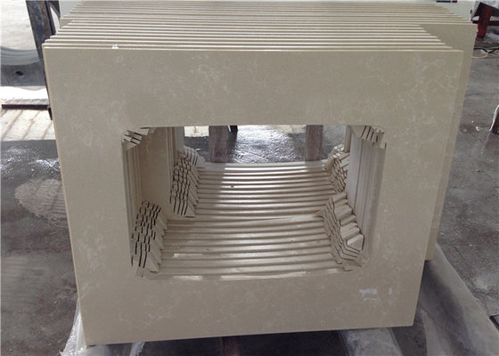 Small Custom Quartz Stone Bathroom Vanity Top with Sink , Crema Marfil or Customized Color
