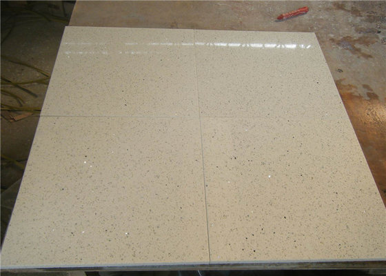 Polished Wall Decoration Beige Engineered Quartz Stone Slab Wall Cladding / Flooring Tiles