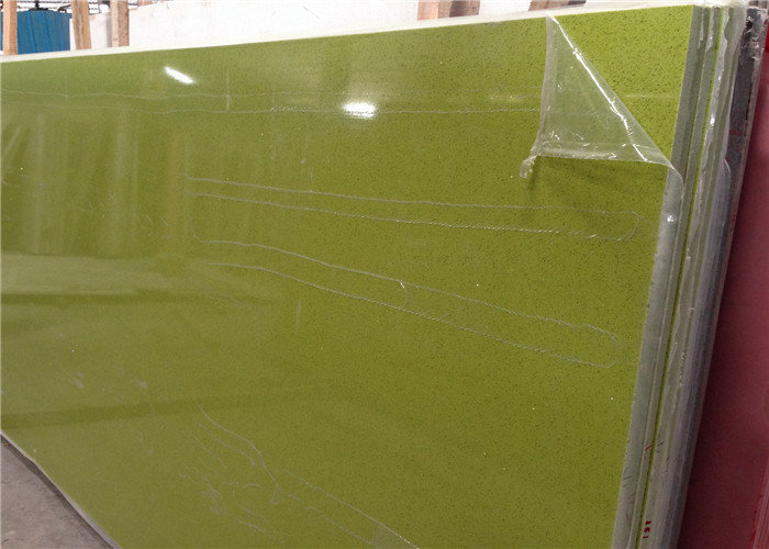 Green Mirror 20mm Quartz Solid Surface Slabs For Floor Tiles , Engineered Quartz Sheet