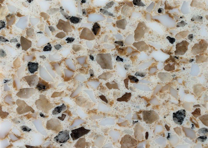 Granite Pattern Custom Made Butter Rock Quartz Engineered Stone for Kitchen Tops / Benchtop
