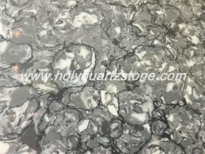 New Created Granite Vein Quartz Kitchen Top Engineer Stone 20mm / 30mm Thick / Commercial Projects