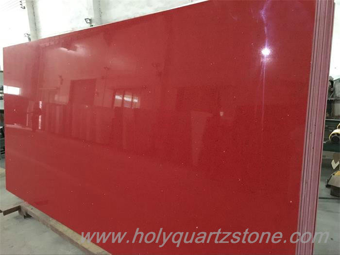 Diamond Red Sparkling UK Market Prefered Quartz Stone Worktops Tiles