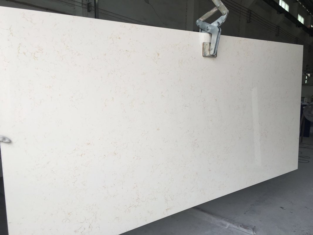NSF Approved Golden Sky Marble Quartz Stone Slabs Used In Bathroom Vanity / Kitchentop