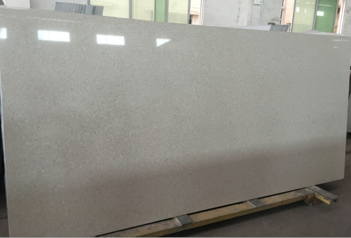 Light Linen Artificial Quartz Natural Stone Laminated Edge for Kitchen Countertops