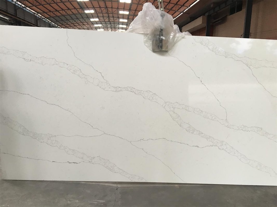Calacatta Maximus Jumbo Quartz Stone Slabs Laminated Edge Kitchen Countertops US Market Prefered