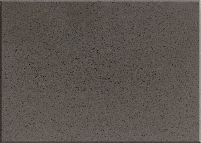 Prefab Stylish Plain Grey Quartz Engineered Stone Countertops / Vanity Tops Tiles