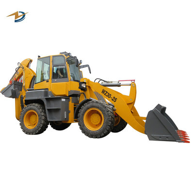 Hydraulic pilot control backhoe loader WZ30-25 with quick hitch and 4 in 1 bucket pallet fork road sweeper option