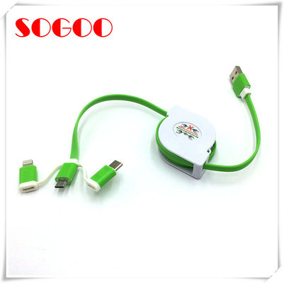 LOGO Printed Retractable Cable Assembly Retractable Earphone Cable For Mobile Phone