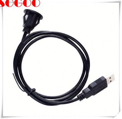 Waterproof Car Dashboard Flush Mount USB 2.0 Socket Extension Panel Cable