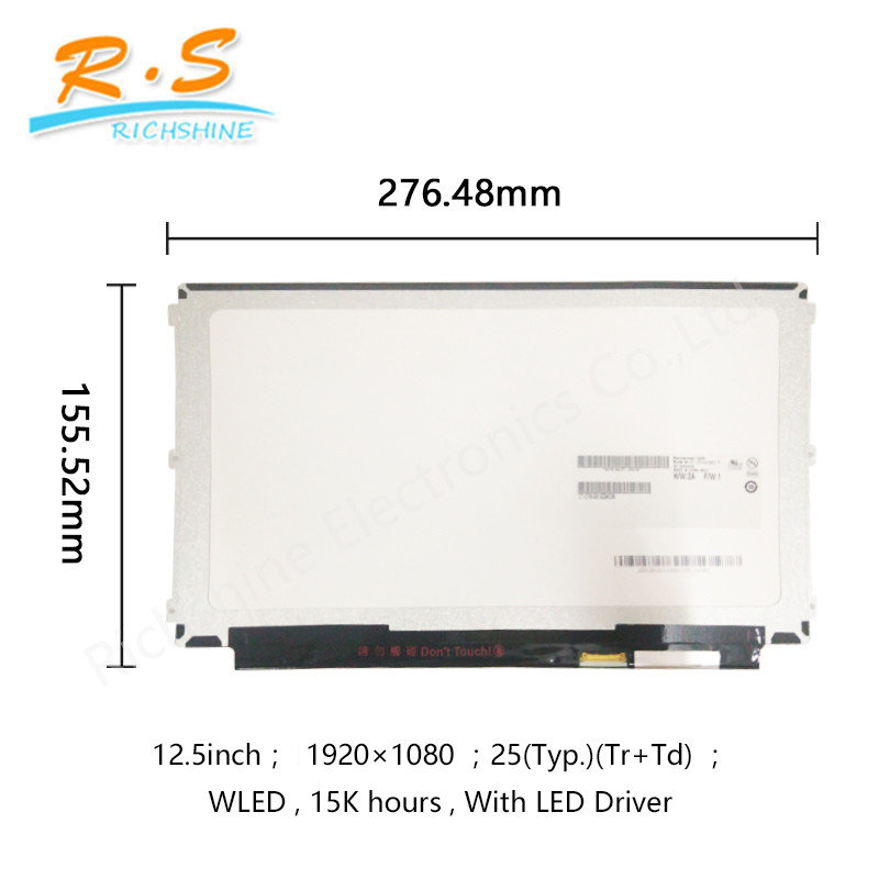 12.5'' Auo LCD Panel TFT FHD IPS B125HAN02.0 For Laptop Replacement Panel Modules