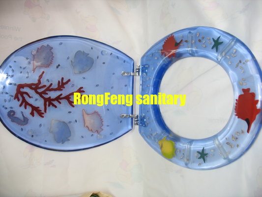 polyresin toilet seat cover,MDF ,color toilet,PP toilet seat,sea star,shell transparent,