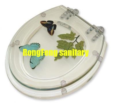 polyresin toilet seat cover,butterfly design transparent poly-resin toilet seat,