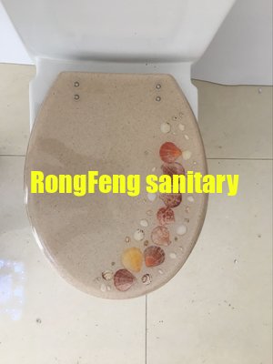 sealife  polyresin decorate sanitary ware toilet seat with best quality hinge,sand toilet seat