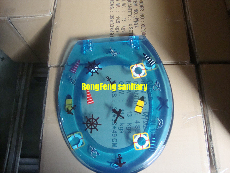 polyresin toilet seat cover,MDF ,color toilet,PP toilet seat,sea star,shell transparent,