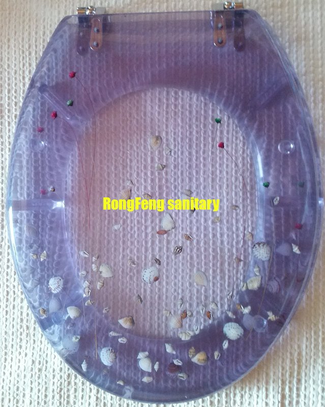 poly-resin toilet seat cover,sea star shell design transparent poly-resin toilet seat,