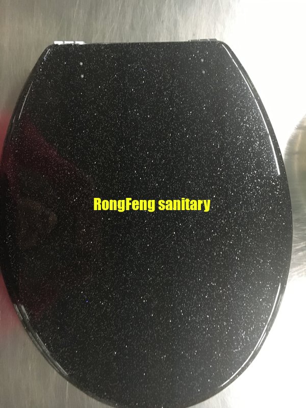 BLACK GILITTER POLYRESIN TOILET SEAT,17Inch,19Inch and 18inch,Zind Alloy Hinge,Soft close hinge