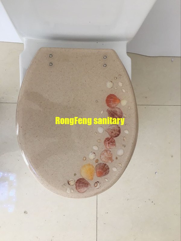 sealife  polyresin decorate sanitary ware toilet seat with best quality hinge,sand toilet seat
