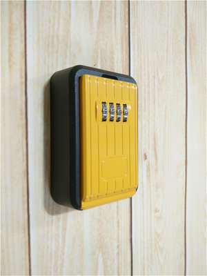 Black / Yellow Wall Mounted Key Lock Box , 4 Digit Combination Lockbox