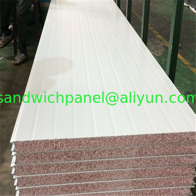zinc aluminum double steel sheet 50mm TPS sandwich panel with grey white color