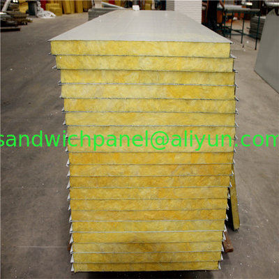 good sound insulation 35kg / m3 50mm grey white double steel glass wool sandwich panel