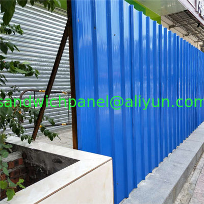 blue corrugated 0.426mm roof steel sheets use as fencing wall in road