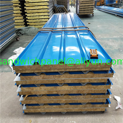 60kg corrugated 950 type rock wool sandwich roof panel with steel strip both side