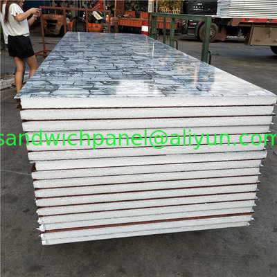 EPS sandwich wall panel 1150-50-0.426mm sandstone steel sheet up and wood grain down