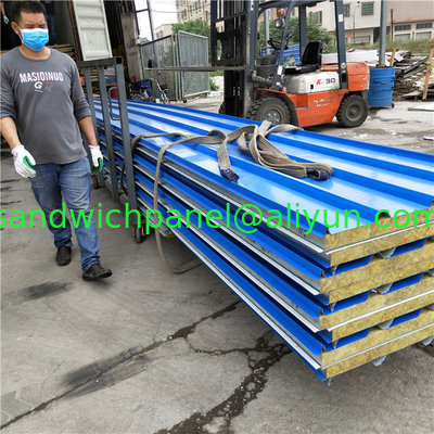 11800mm rock wool sandwich roof panel 960-50-0.376mm with embossing steel sheet dpwn
