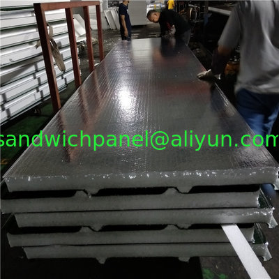 overlap waterproof 75mm silver paper eps sandwich roof panel with 0.426mm grass steel sheet up