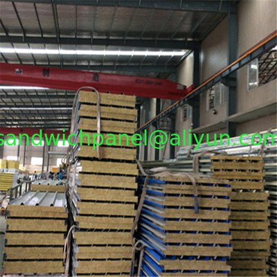 960 type fireproof rock wool sandwich panels with 0.376mm for prefabricated building