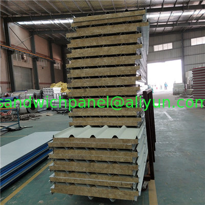 960mm 5.8 meters silver color rock wool sandwich roof panel with  0.476mm