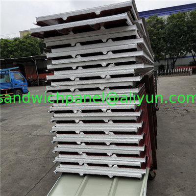 7250mm length 14kg wine red color steel eps sandwich roof panel 1050-50-0.4mm