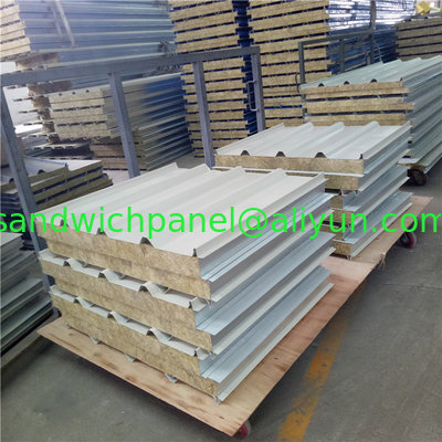 960mm building panels 50mm fireproof rock wool sandwich roof board with steel strip