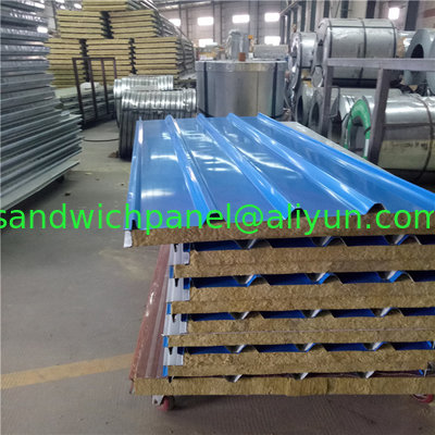 rock wool sandwich panel 50mm blue color 0.426mm steel sheet roof tile