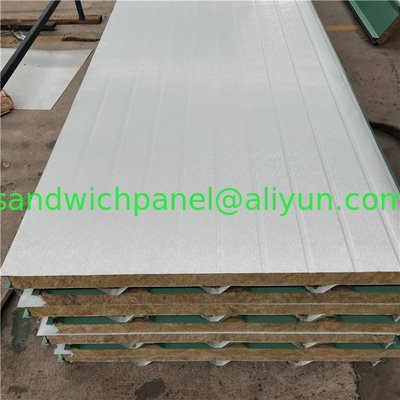 rock wool sandwich panel cover with 0.426mm lotus green steel up and orange peel steel down