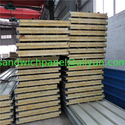 60kg rock wool corrugated roof sandwich panel for fast cosntruction buildings