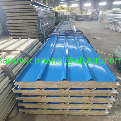 11.9 m long 50mm rock wool prefab sandwich panels with 0.426mm thickness steel sheet