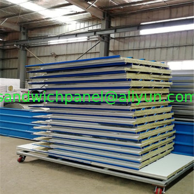 1500mm long 50mm rock wool prefab sandwich panels with 0.426mm steel sheet up and 0.326mm down