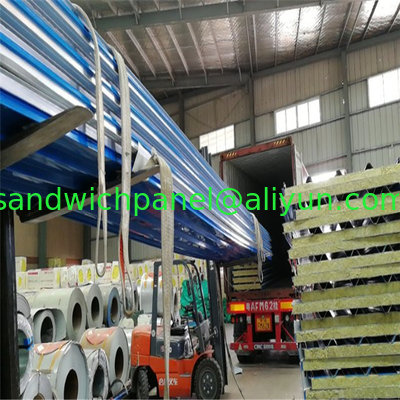 1500mm long 50mm rock wool prefab sandwich panels with 0.426mm steel sheet up and 0.326mm down