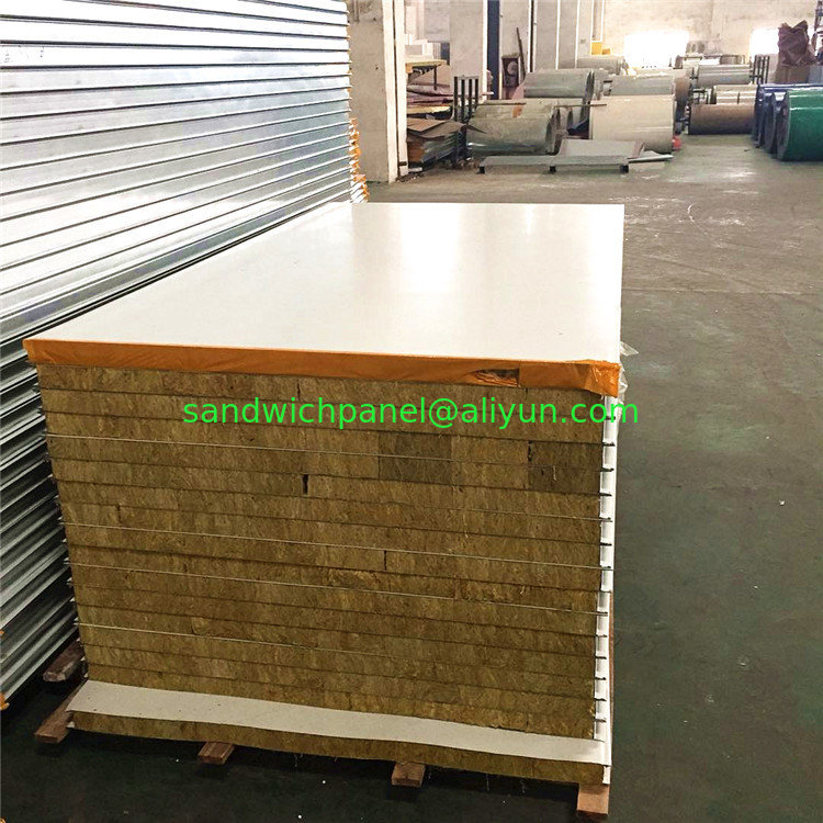 0.326mm steel sheet fireproof rock wool sandwich panel 5950 x 1150 x 50mm
