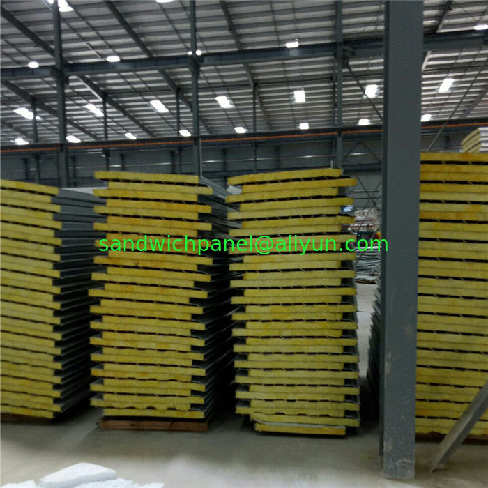 corrugated ivory white color steel sheet glass wool sandwich panel 5950 x 960 x 50mm