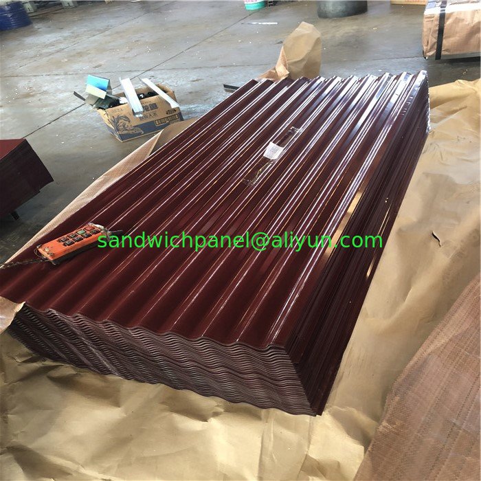 HF-009 iron oxide red color corrugated roofing sheets with the thickness 0.15-1.2mm