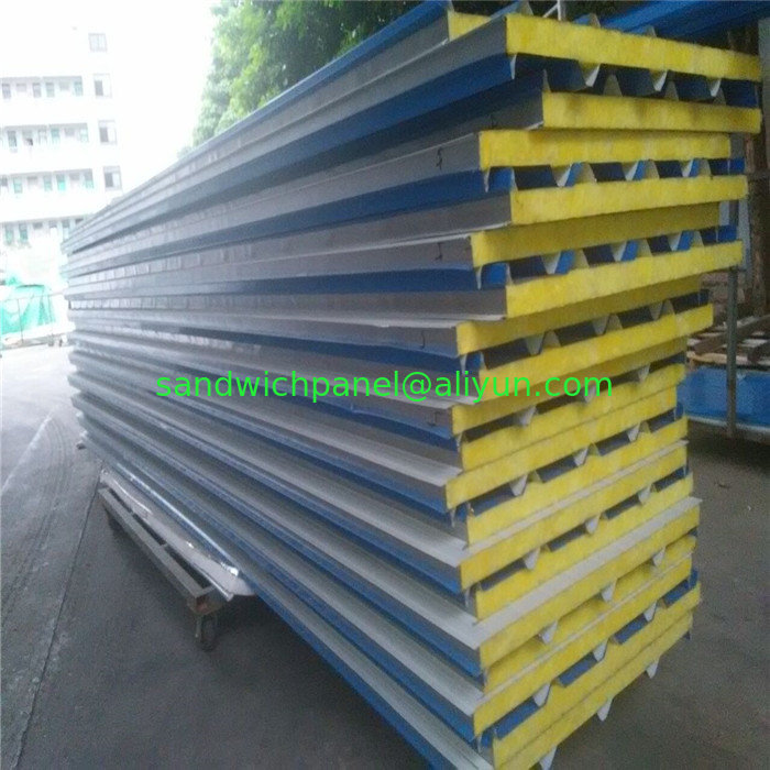 corrugated blue color steel roofing sheet glass wool sandwich roof  panel for 20ft container house