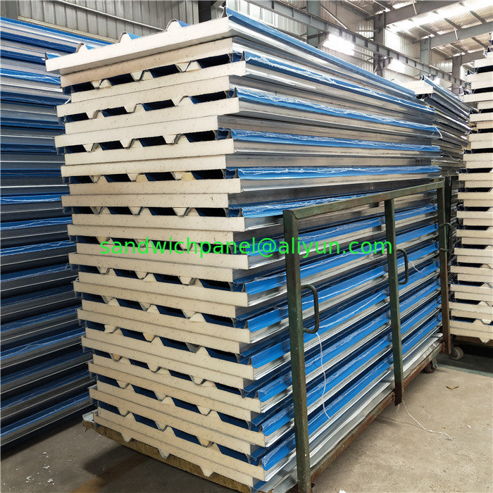 50mm corrugated blue PU sandwich roof panel used for Austria clean room