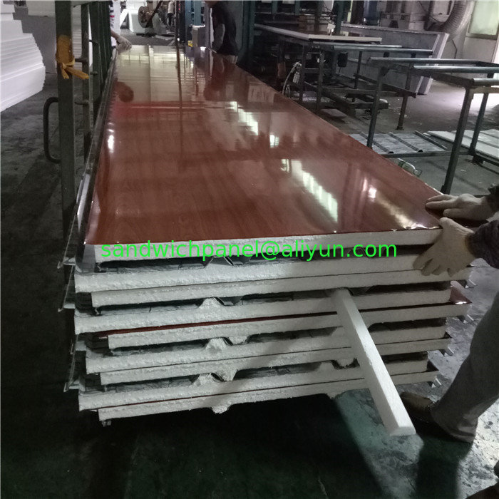 10kg EPS roof panel 1050-50-0.426mm sandstone steel sheet up and wood grain down